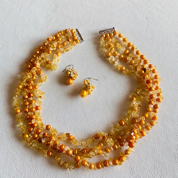 unsigned | Jewelry | Ross Simons Citrine Pearls 4 Strand Necklace Set ...